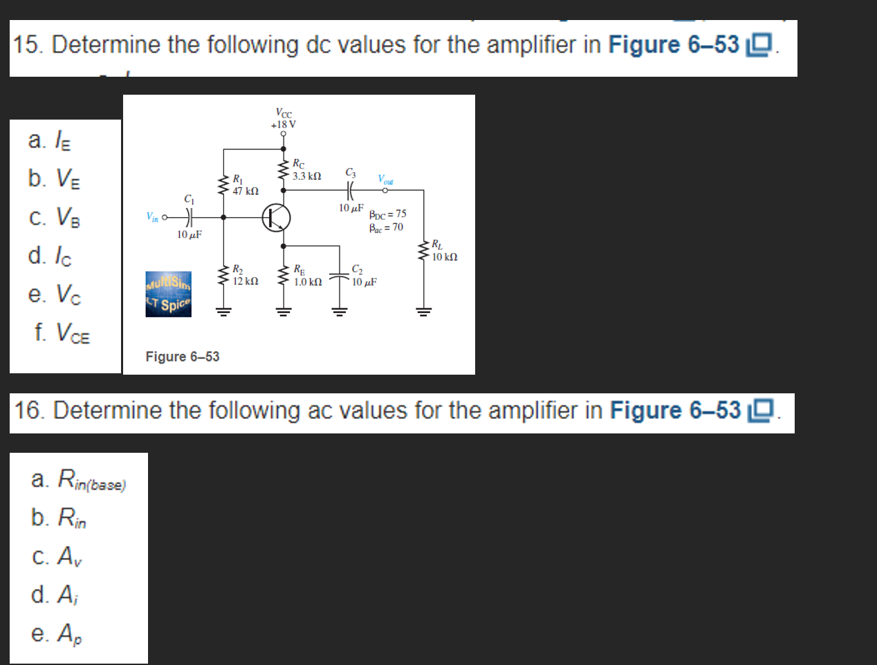 Solved 15. Determine the following dc values for the | Chegg.com