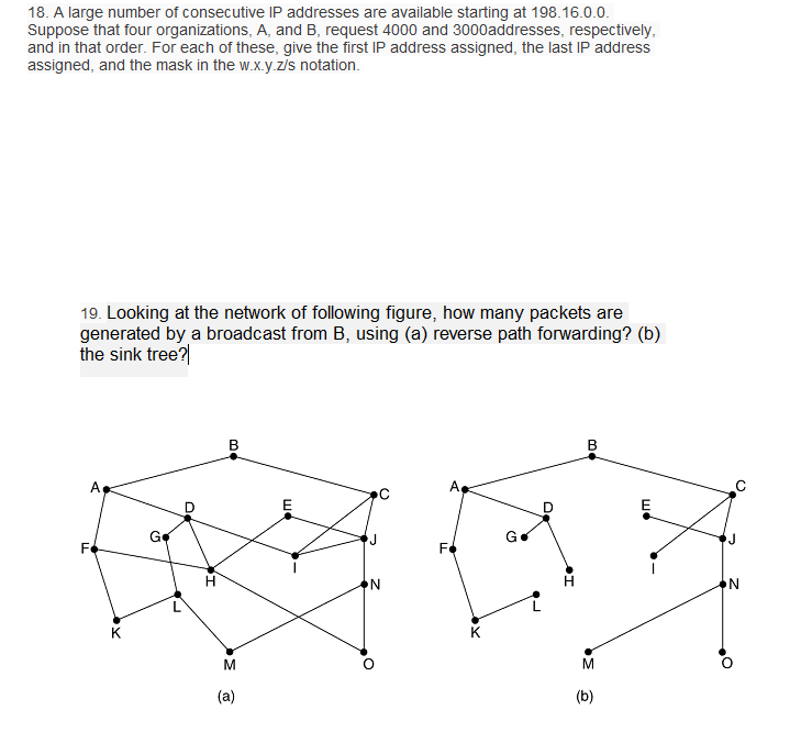Solved 18. A large number of consecutive IP addresses are | Chegg.com