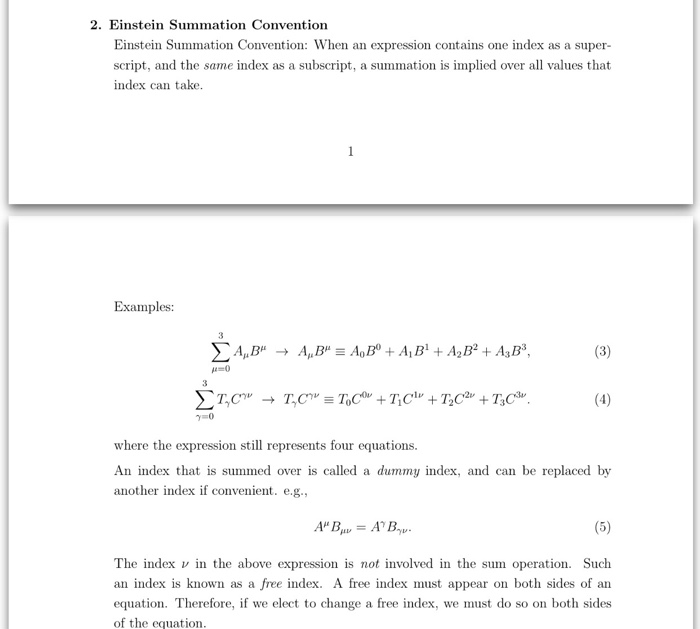 Solved 2 Einstein Summation Convention Einstein Summation