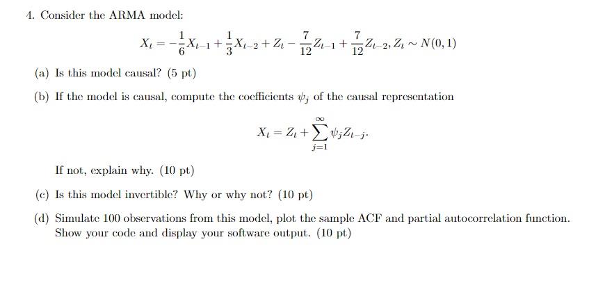 Solved 4. Consider the ARMA model: | Chegg.com