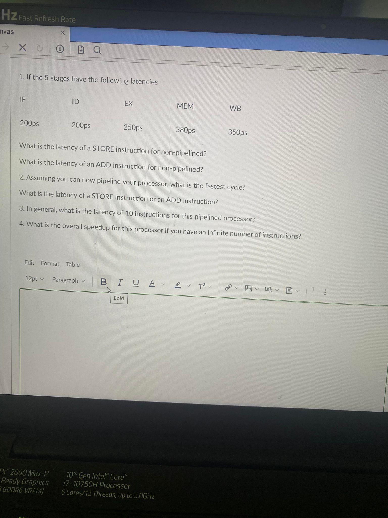 Solved 1. If the 5 stages have the following latencies IF | Chegg.com
