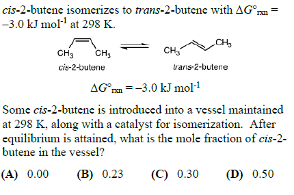 Solved cis-2-butene isomerizes to trans-2-butene with | Chegg.com