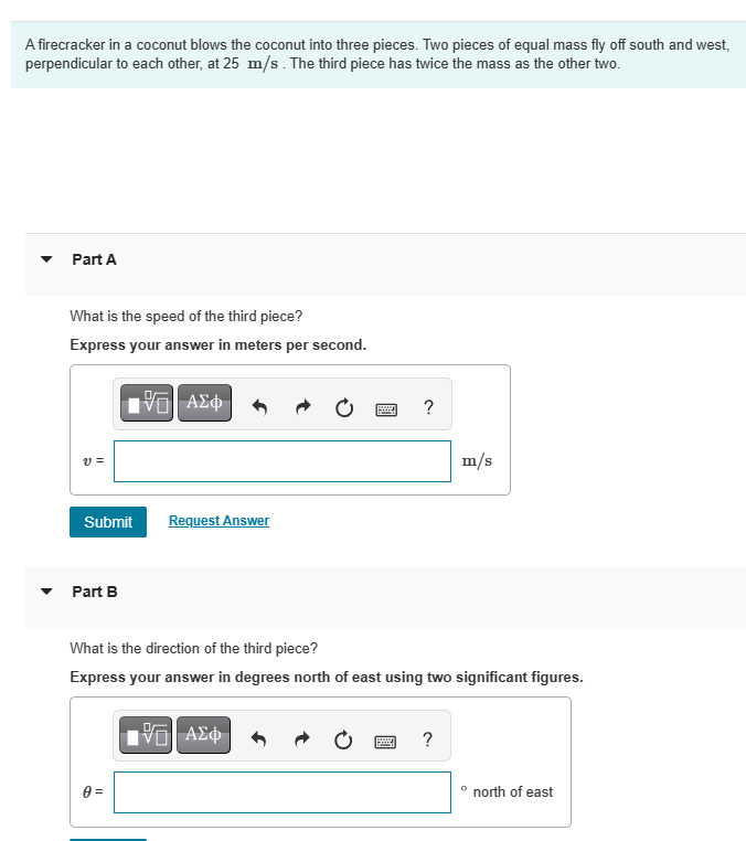 Solved A firecracker in a coconut blows the coconut into | Chegg.com