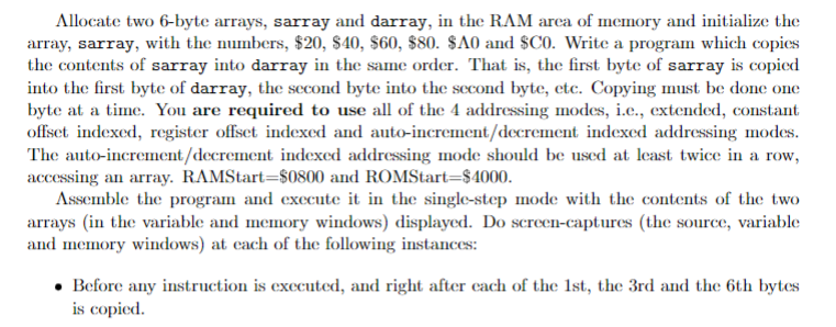 Solved Allocate Two 6 Byte Arrays Sarray And Darray In The 4833