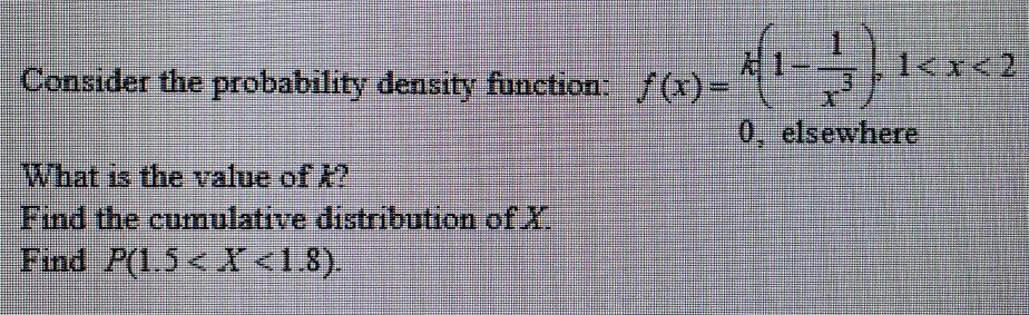 Solved 11 དར་ Consider the probability density function: | Chegg.com