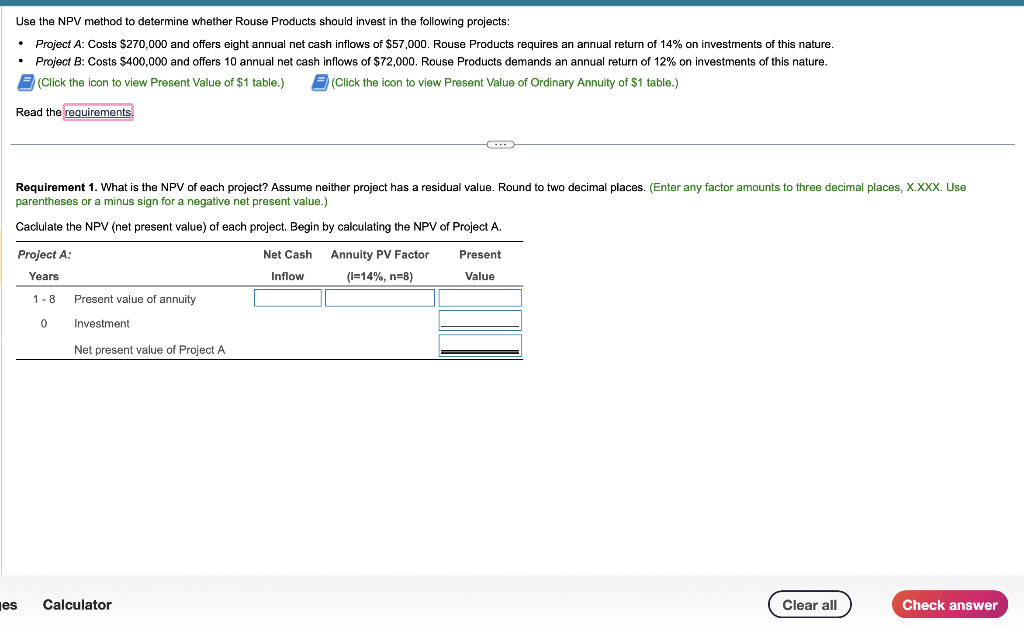 Solved Use the NPV method to determine whether Rouse | Chegg.com