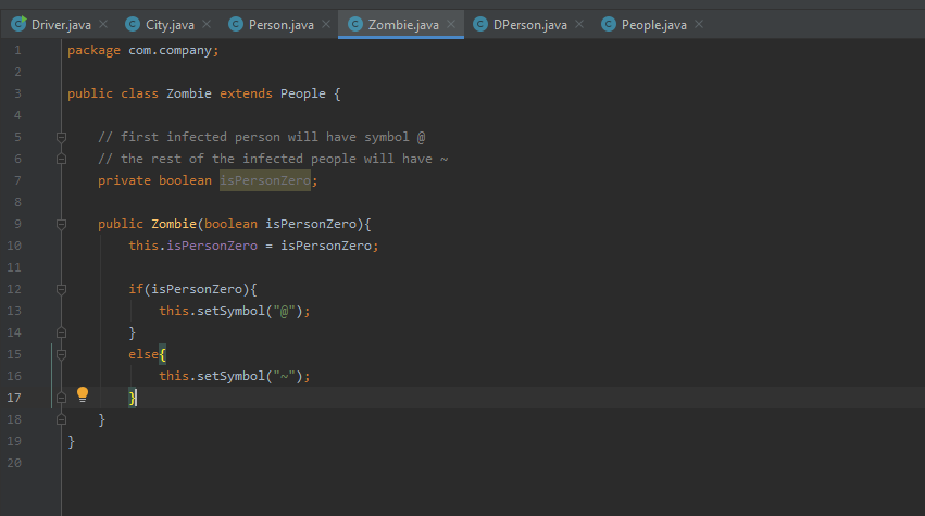 Solved Zombie.javax DPerson.java X People.java Driver.java | Chegg.com