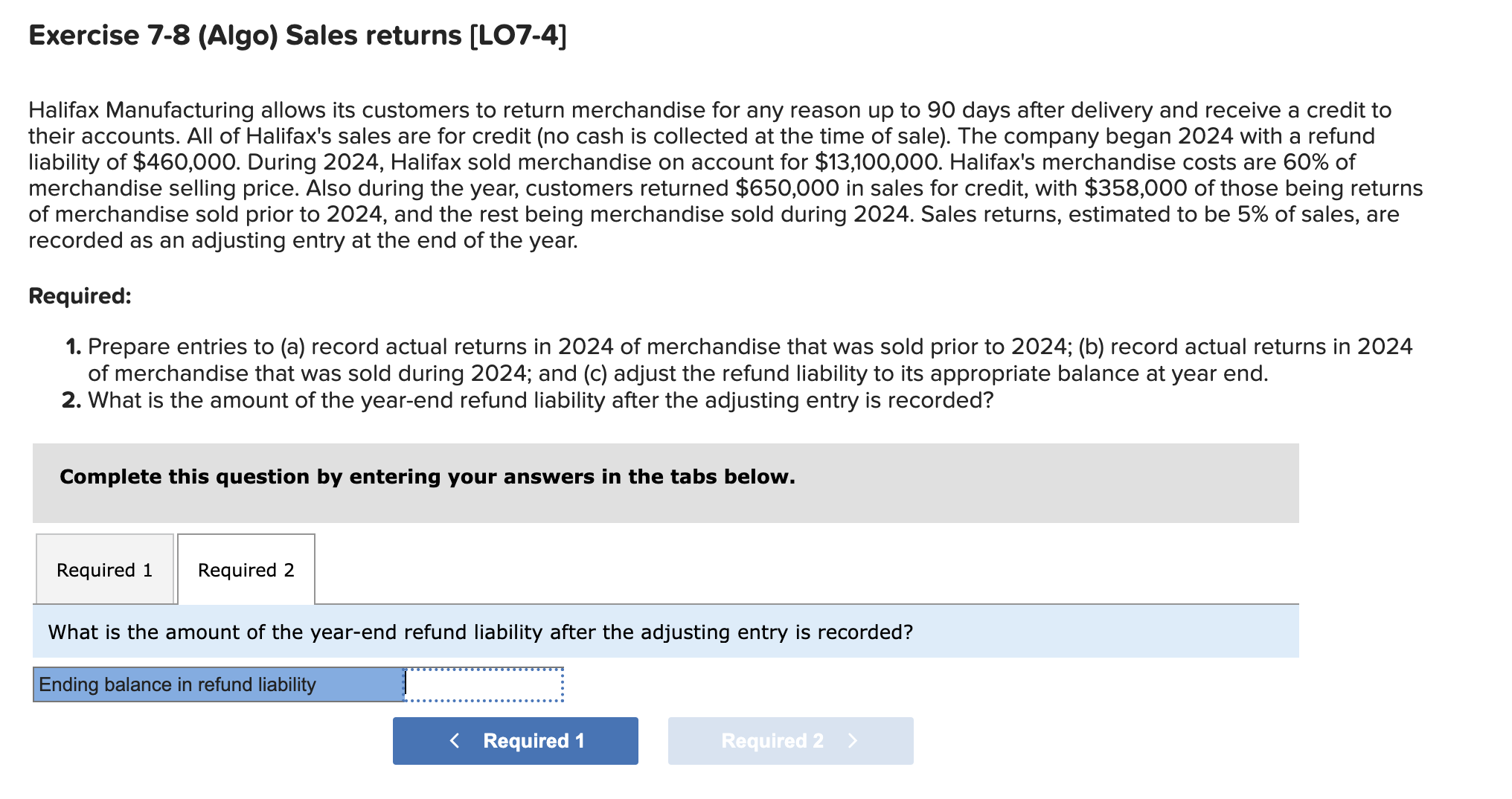 Solved Exercise 7-8 (Algo) Sales returns [LO7-4] Halifax | Chegg.com