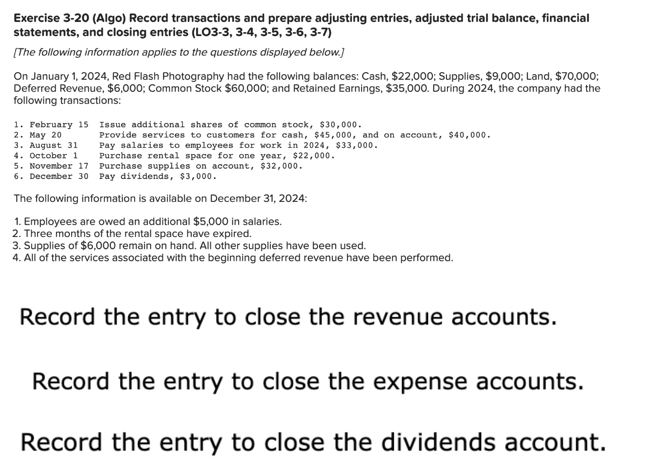 Solved Exercise 3-20 (Algo) Record transactions and prepare | Chegg.com