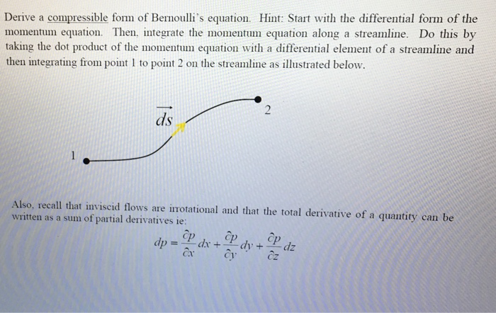 Solved Derive a compressible form of Bernoulli's equation. | Chegg.com