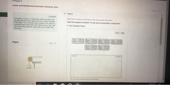 Solved Chapter 9 Linear and Rotational Kinematics Ranking | Chegg.com