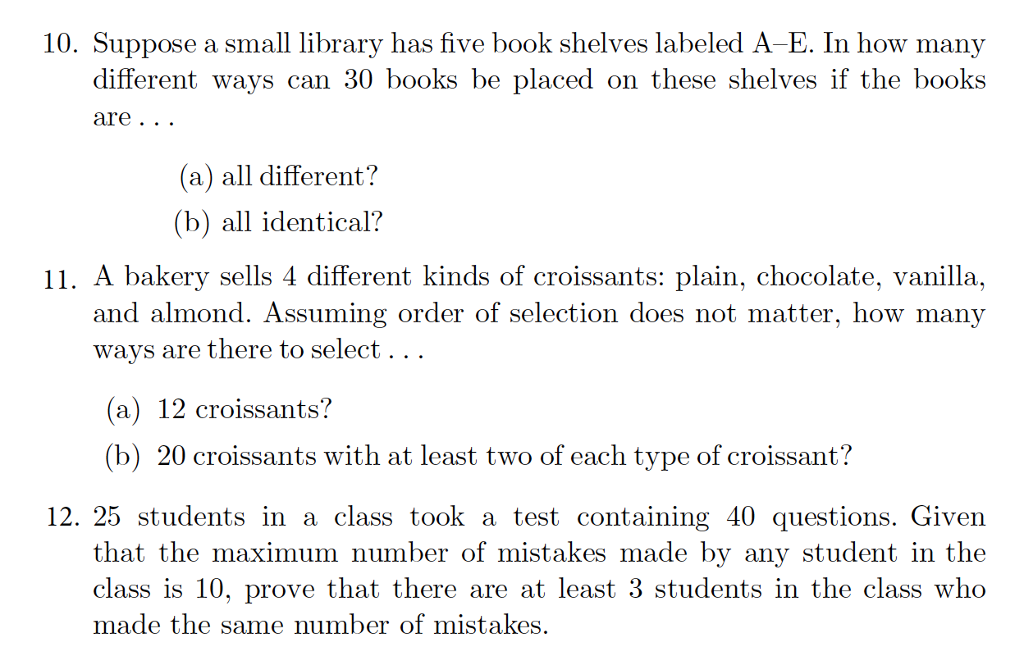 Solved 10. Suppose a small library has five book shelves | Chegg.com