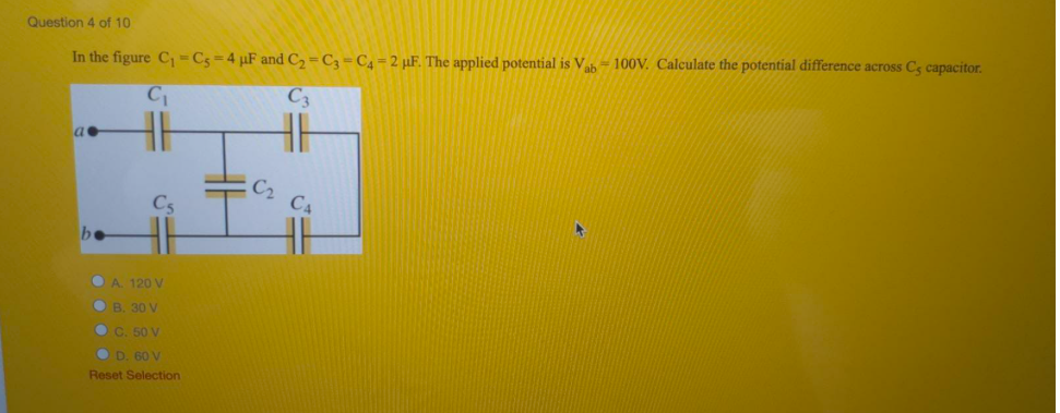 Solved Question 4 of 10 In the figure C-C5 = 4 uF and C2 = | Chegg.com