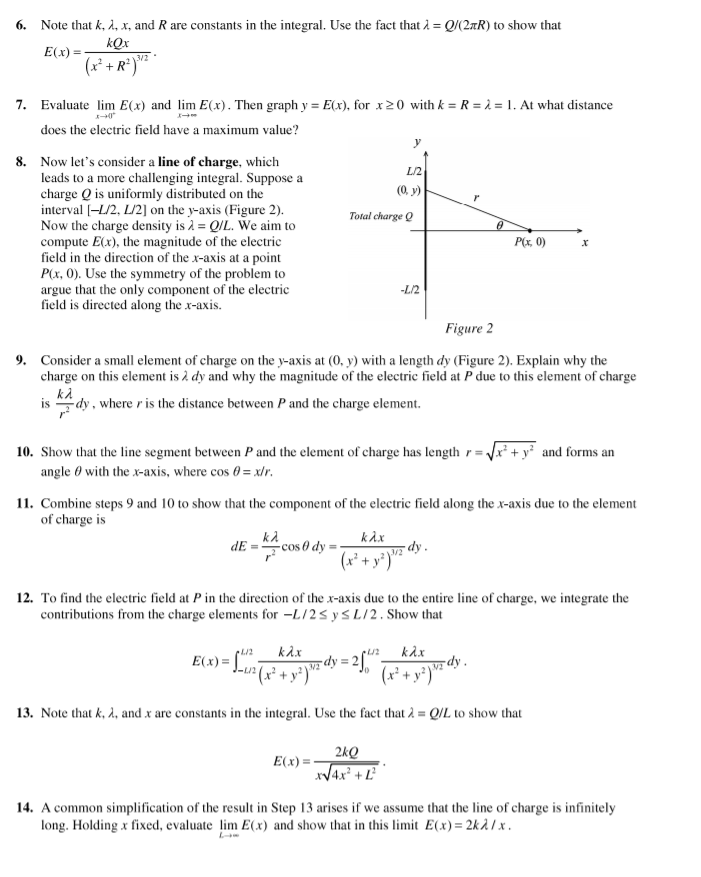 Solved Guided Project 70: Electric Field Integrals. In its | Chegg.com