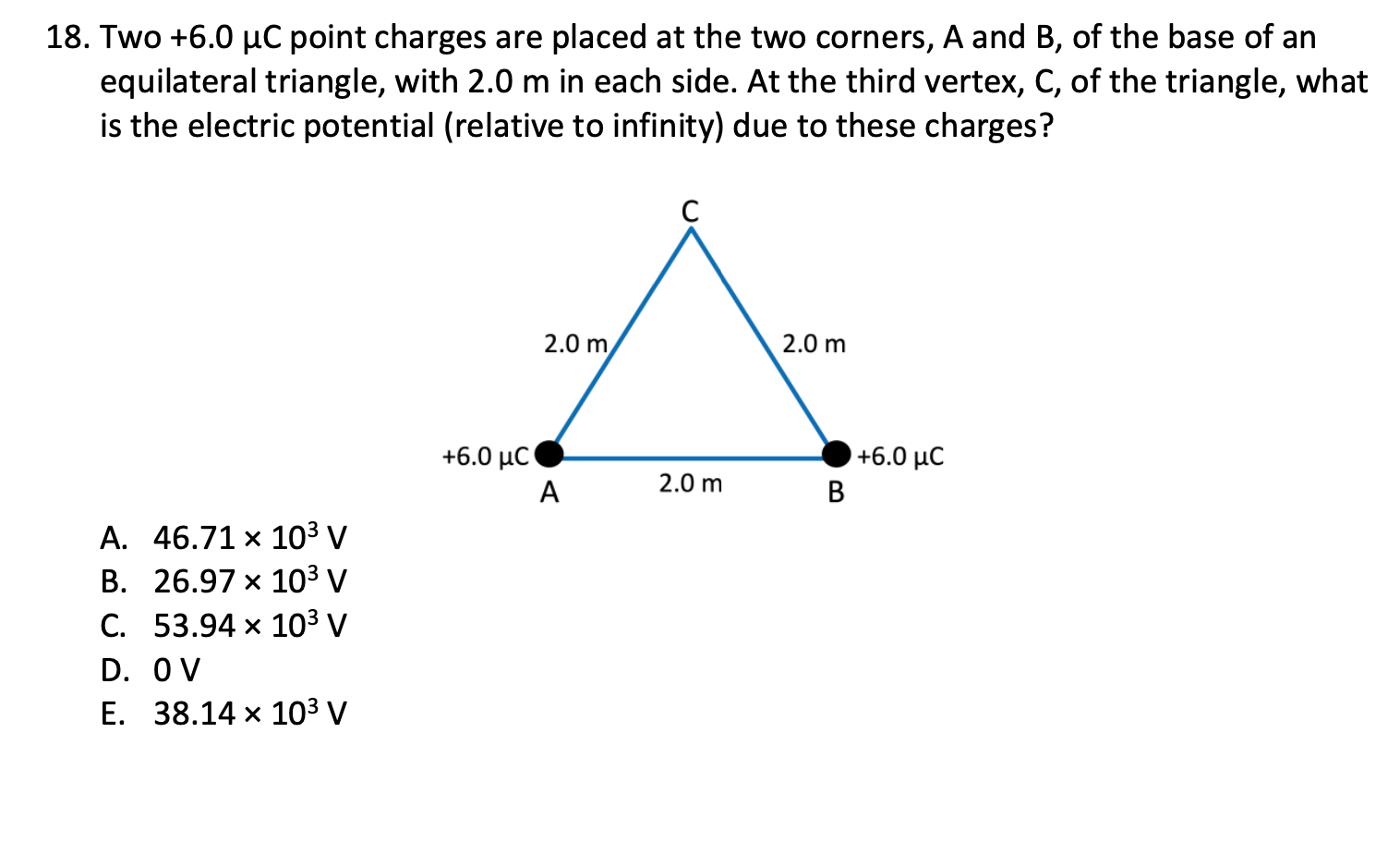 Solved 18. Two +6.0μC point charges are placed at the two | Chegg.com