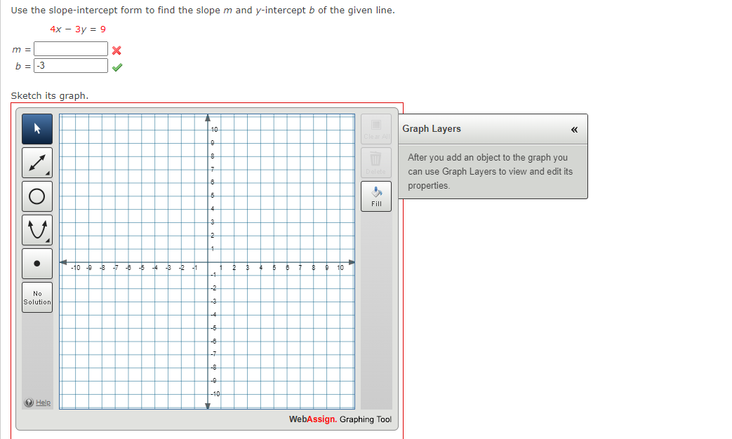 Solved m=b=4x−3y=9 Sketch its graph. Graph Layers After you | Chegg.com