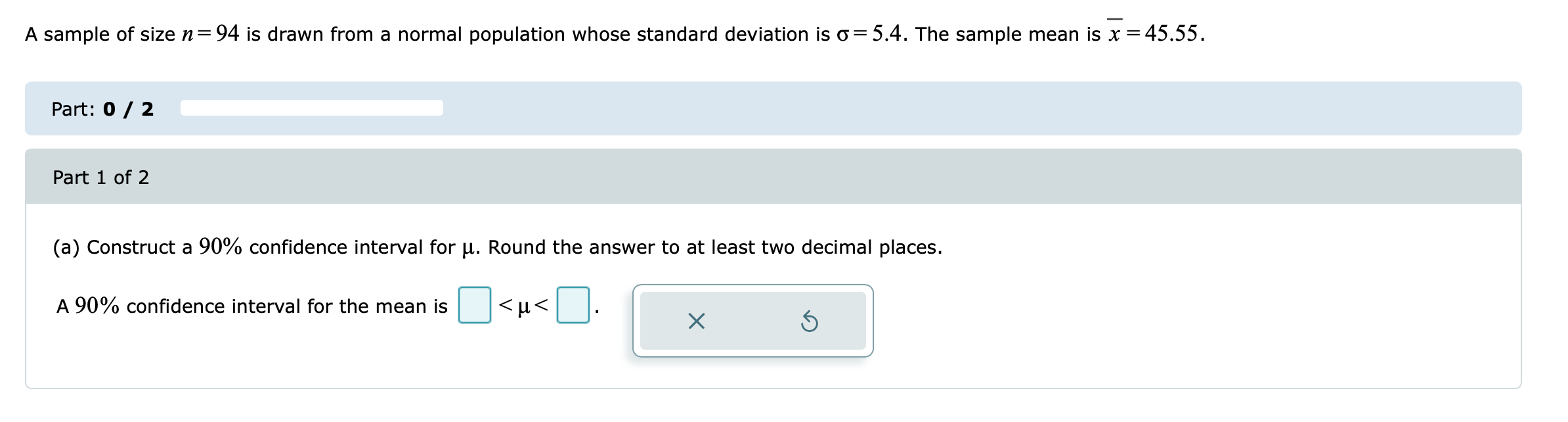 Solved A sample of size n=94 is drawn from a normal | Chegg.com