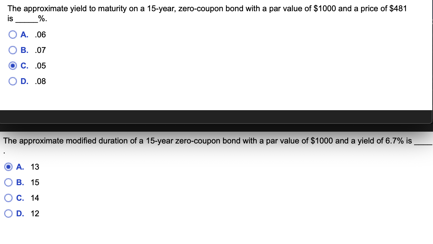Solved The approximate yield to maturity on a 15 -year, | Chegg.com