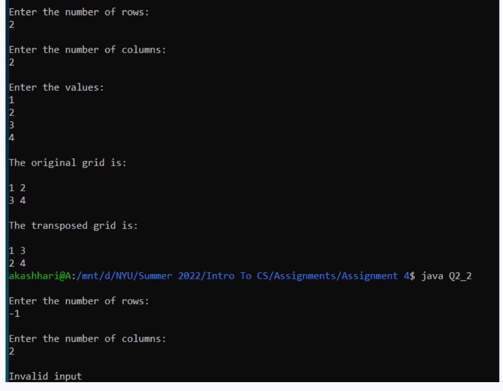 Solved Write a program that takes in an m∗n integer matrix | Chegg.com