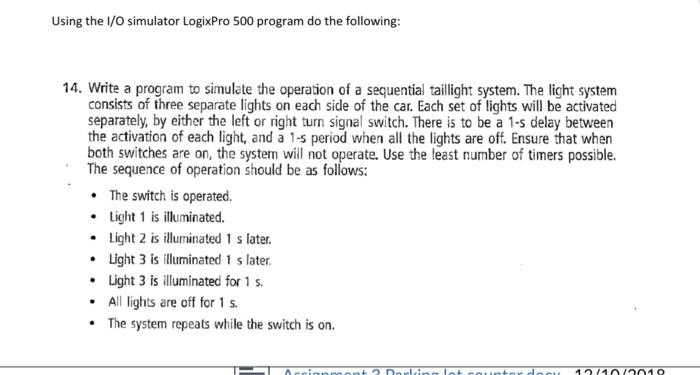 Using the l/O simulator LogixPro 500 program do the | Chegg.com