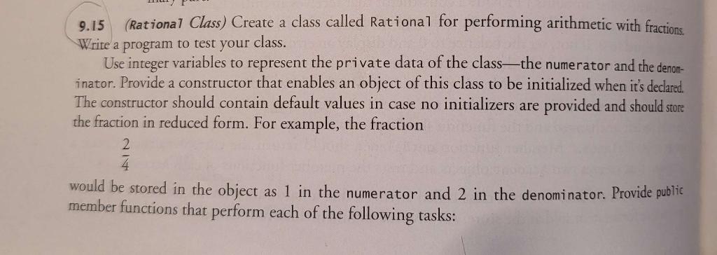 Solved 915 Rational Class Create A Class Called Rational 