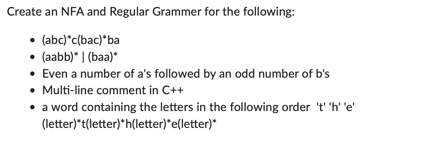 Solved Create an NFA and Regular Grammer for the following: | Chegg.com