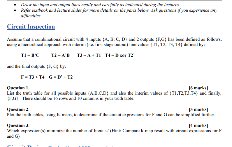 Solved - Draw the input and output lines neatly and | Chegg.com