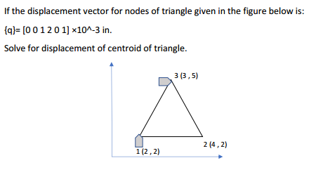 Solved If the displacement vector for nodes of triangle | Chegg.com