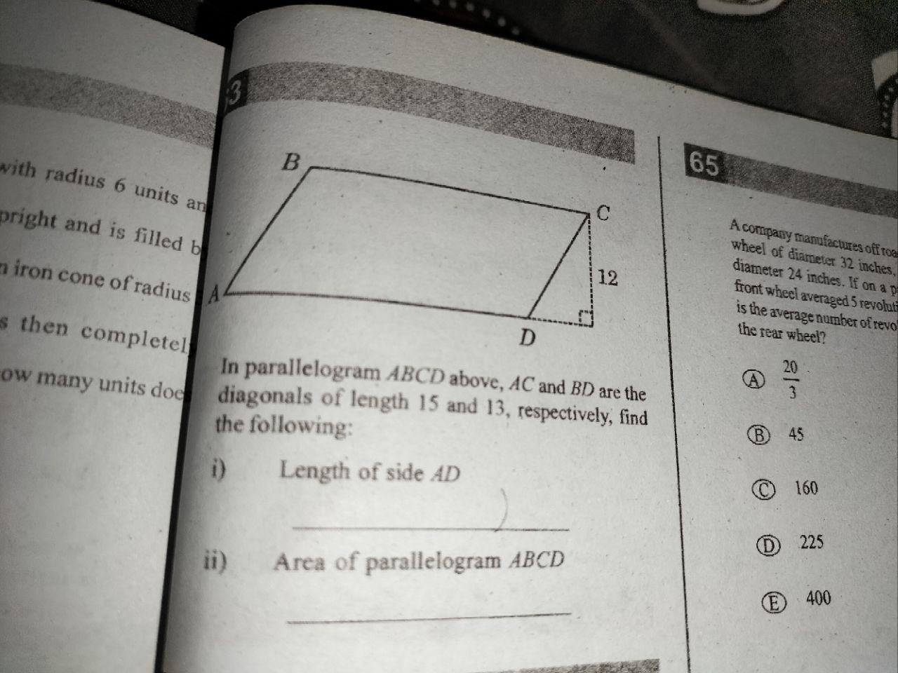 Solved In parallelogram \\( A B C D \\) above, \\( A C \\) | Chegg.com