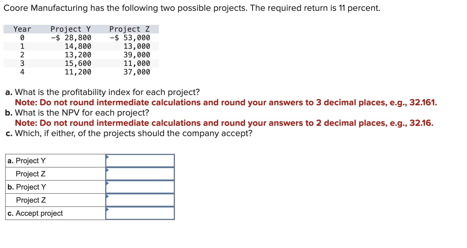 Solved Coore Manufacturing has the following two possible | Chegg.com
