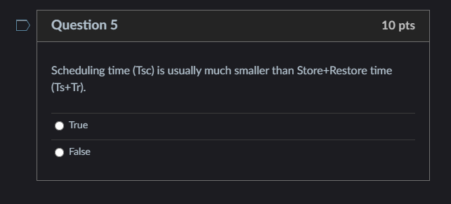 Solved Scheduling time (Tsc) is usually much smaller than | Chegg.com