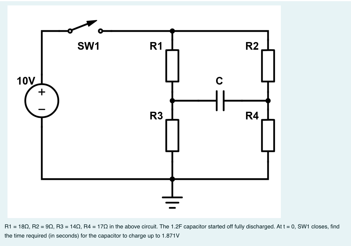 Solved R1=18Ω,R2=9Ω,R3=14Ω,R4=17Ω ﻿in the above circuit. The | Chegg.com