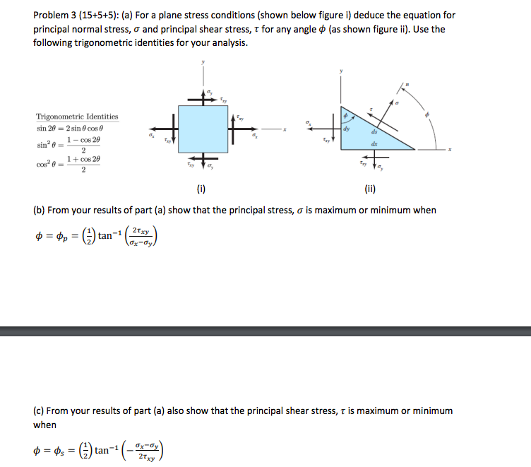 Solved Problem 3(15+5+5) : (a) For a plane stress conditions | Chegg.com
