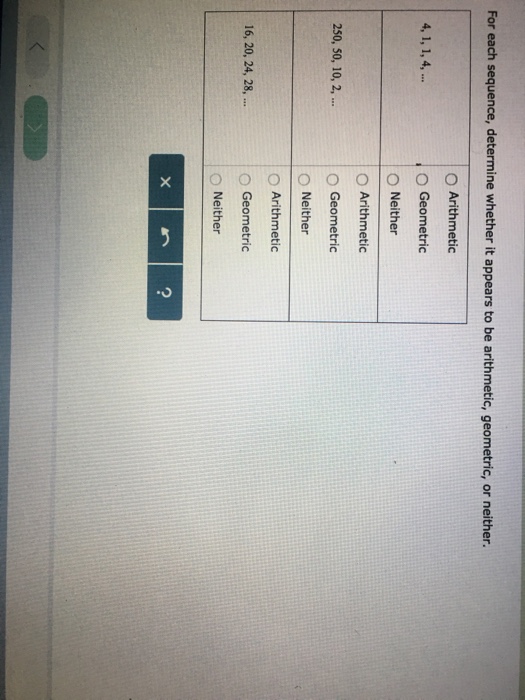 Solved For each sequence, determine whether it appears to be | Chegg.com