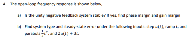 4. The open-loop frequency response is shown below, | Chegg.com
