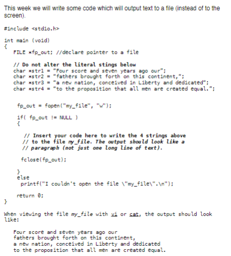 Solved This week we will write some code which will output | Chegg.com
