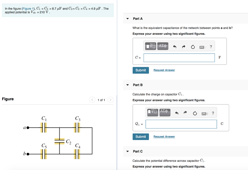 Solved In the figure (Figure 1), C1 = Ct = 8.7 uF and Co=C3 | Chegg.com