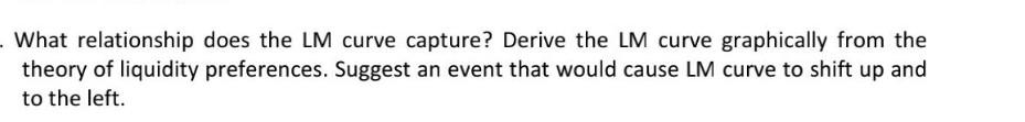 What relationship does the LM curve capture? Derive | Chegg.com