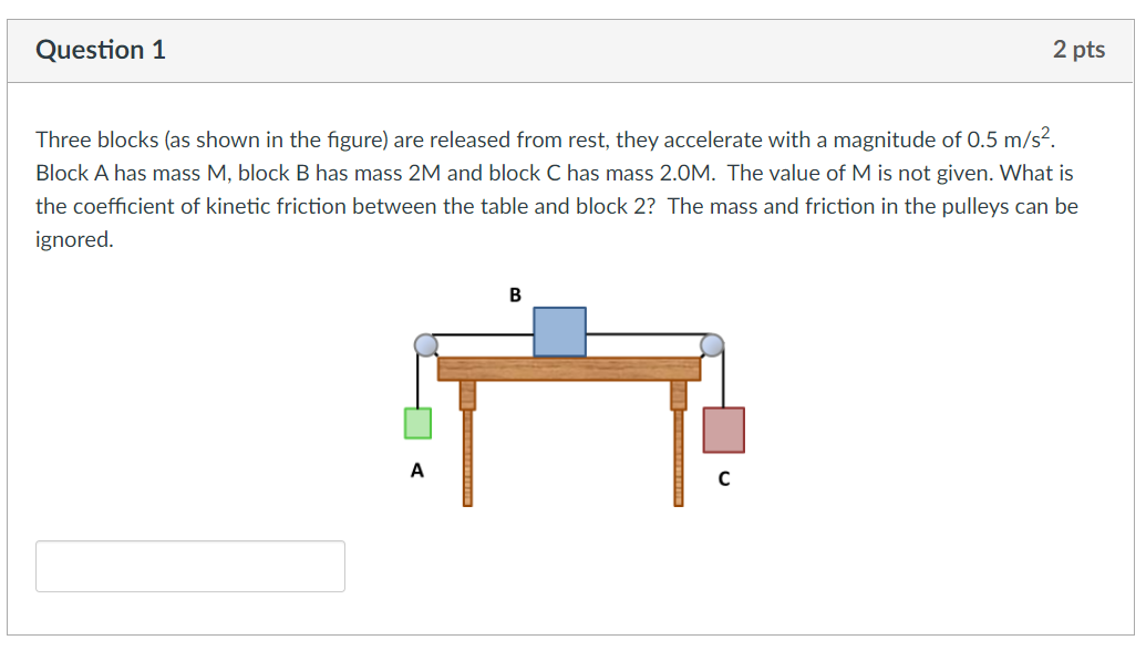 Solved Question 1 2 pts Three blocks (as shown in the | Chegg.com