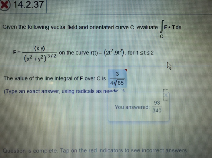 Solved 14.2.37 Given the following vector field and | Chegg.com