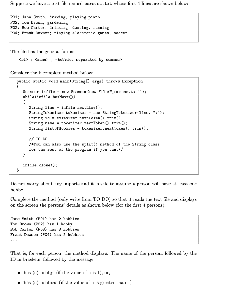 Solved Suppose We Have A Text File Named Personstxt Whose