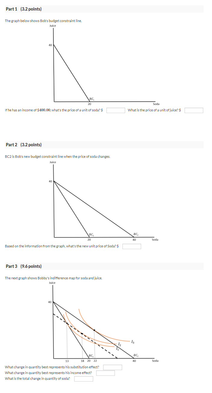 Solved Part 1 (3.2 points) The graph below shows Bob's | Chegg.com