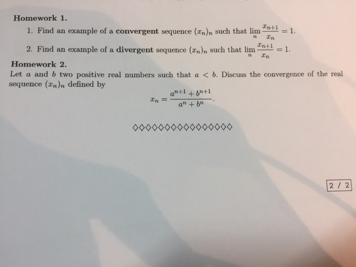 Solved Homework 1. 1. Find an example of a convergent | Chegg.com