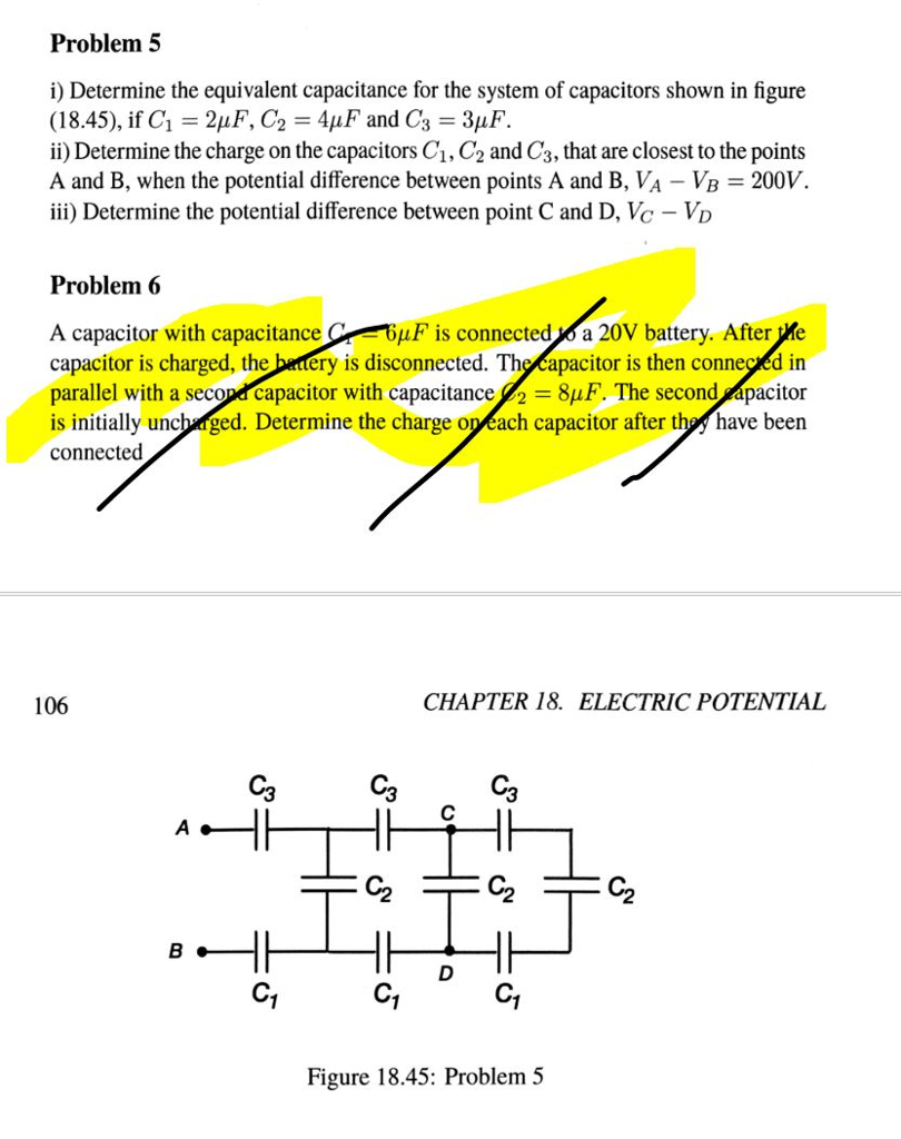 Solved Problem 5 i) Determine the equivalent capacitance for | Chegg.com