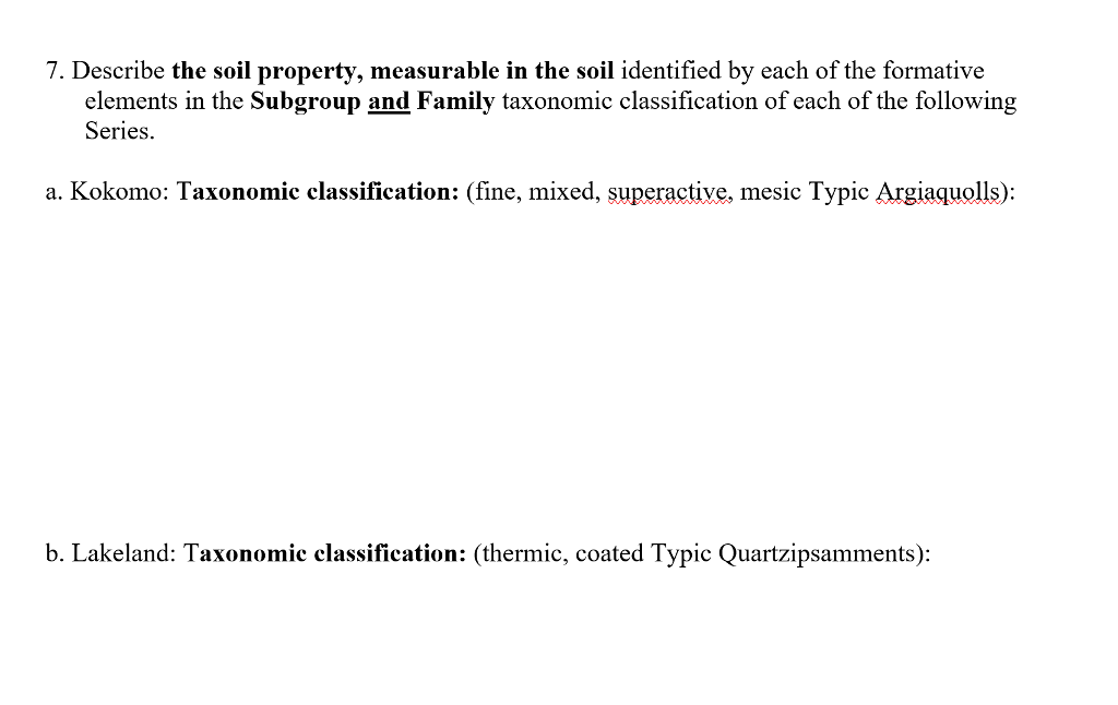 Solved 7. Describe the soil property, measurable in the soil | Chegg.com