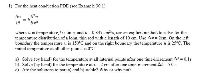 1) For the heat conduction PDE (see Example 30.1) du | Chegg.com