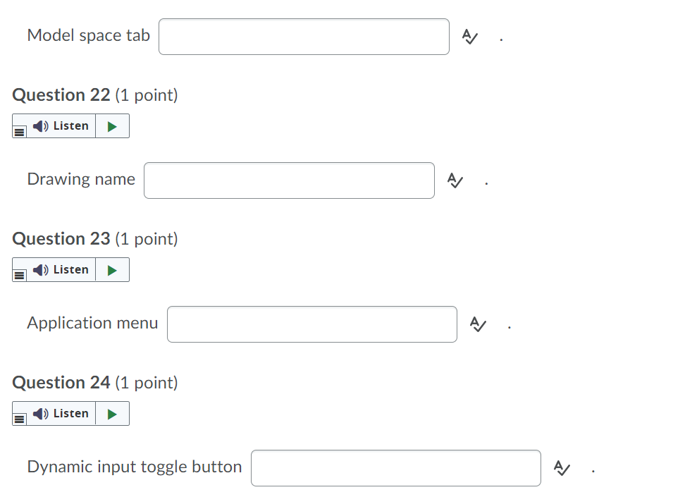 Solved The AutoCAD Interface | Part 1, Questions 1-24 - The | Chegg.com