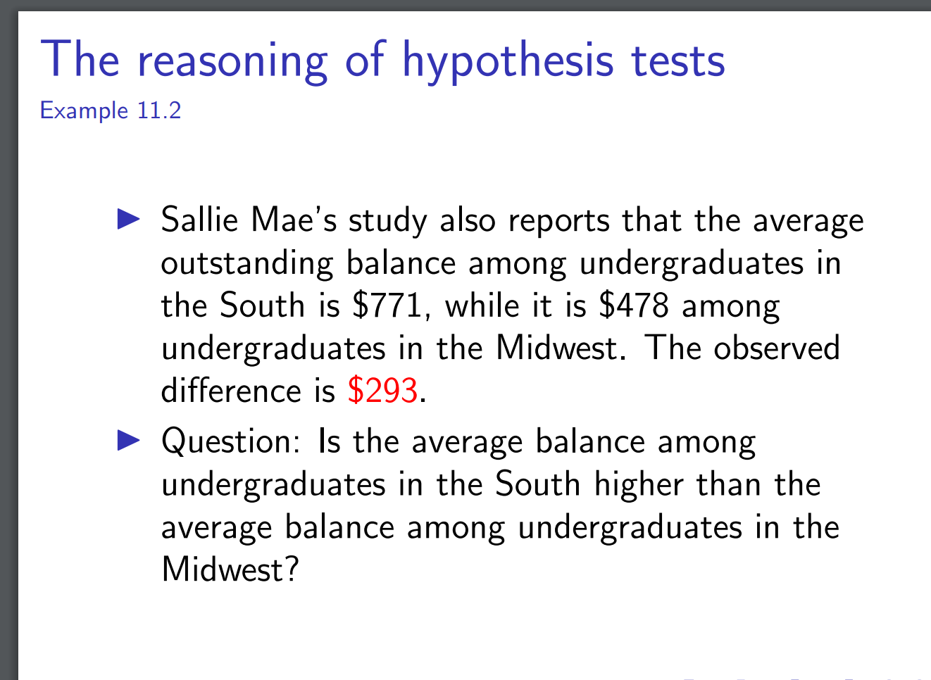 The reasoning of hypothesis tests Example 11.2 Sallie | Chegg.com