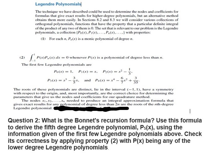 Solved Legendre Polynomials The technique we have described | Chegg.com