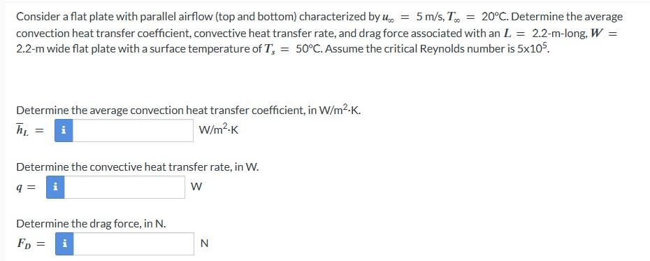 Solved Consider a flat plate with parallel airflow (top and | Chegg.com